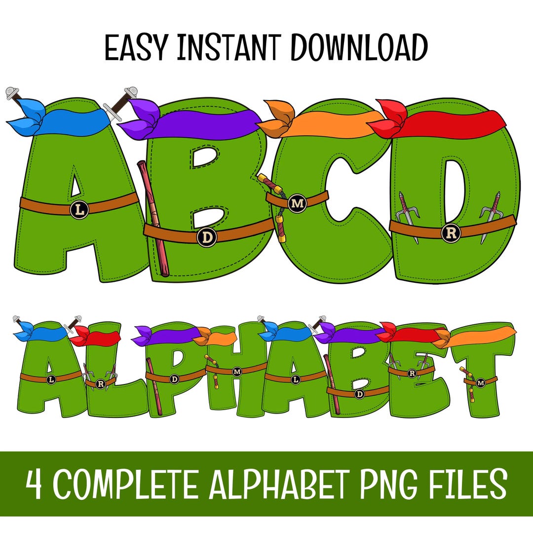 Ninja T. Alphabet PNG – Kids Clip Art Font (digital Download, 104 Files ...
