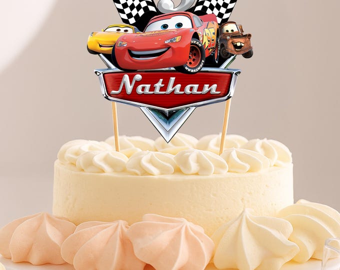 Personalized Lightning Mcqueen Cake Topper: Cars Birthday Party ...