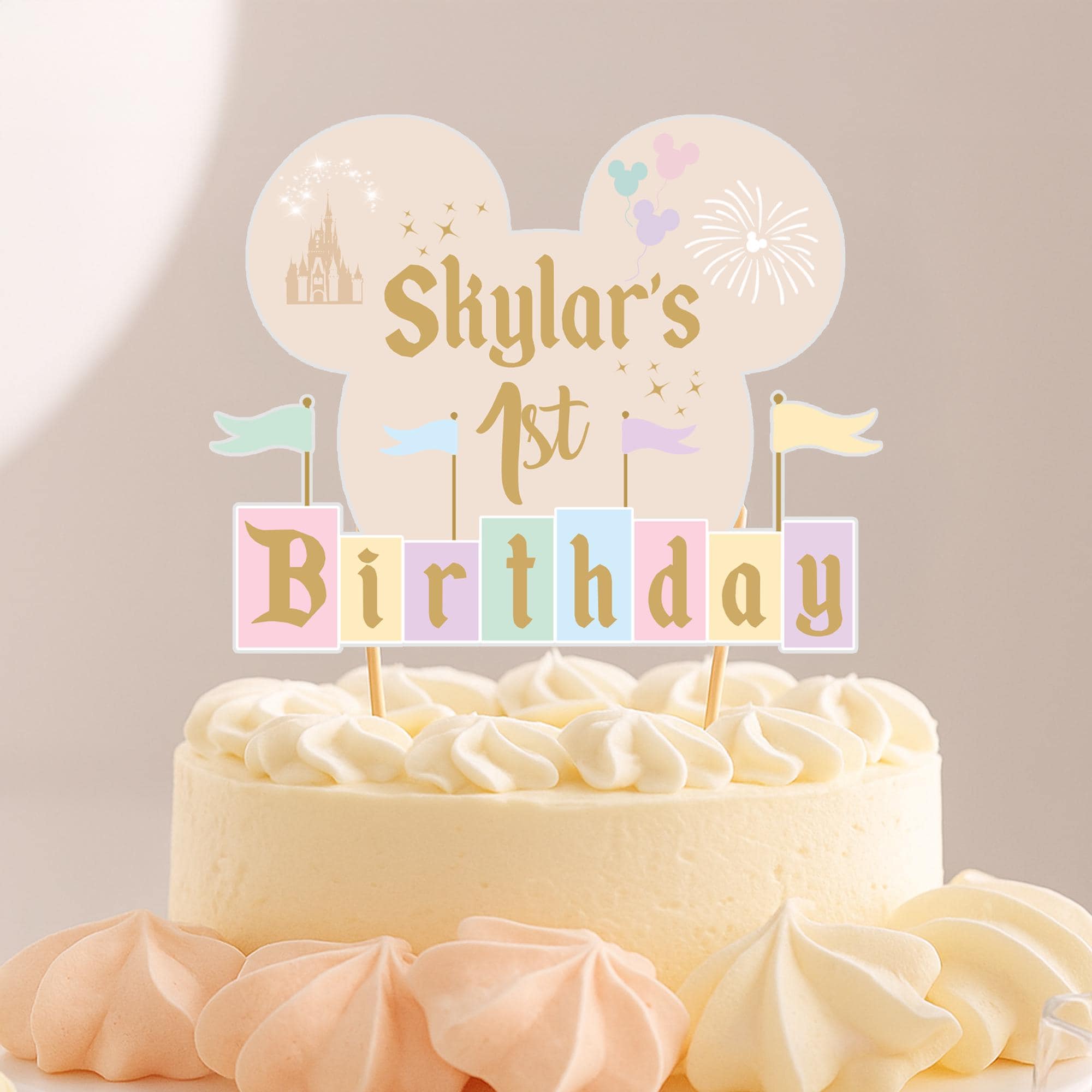 Disneyland Custom Cardstock Cake Topper – 7" Personalized Disney ...