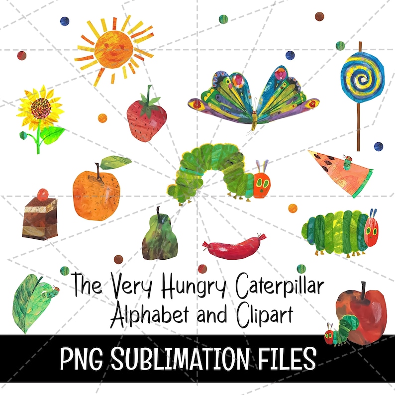 The Very Hungry Caterpillar Doodle Alphabet Letters PNG Bundle Instant ...
