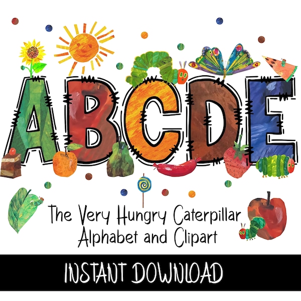 Hungry Caterpillar Alphabet Fonts - Etsy