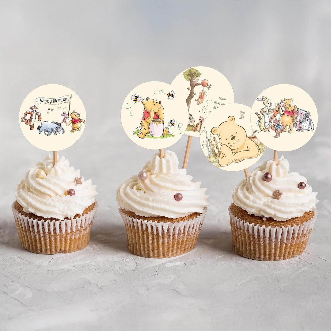Winnie the Pooh Cupcake Toppers 2", 10 Ct - Etsy