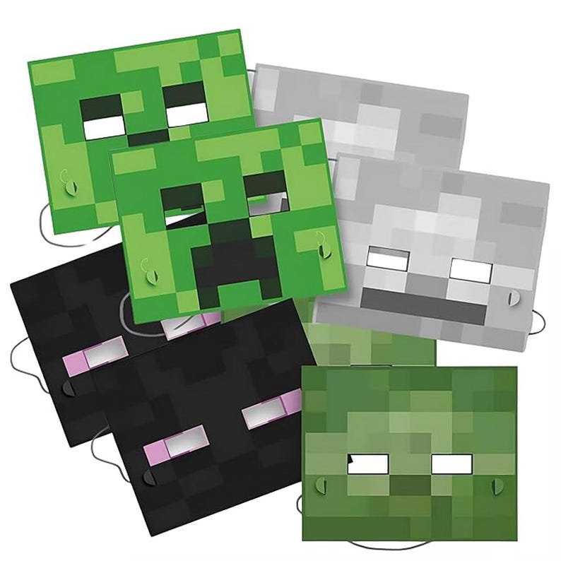 Officially Licensed Minecraft Party Masks 8ct - Etsy