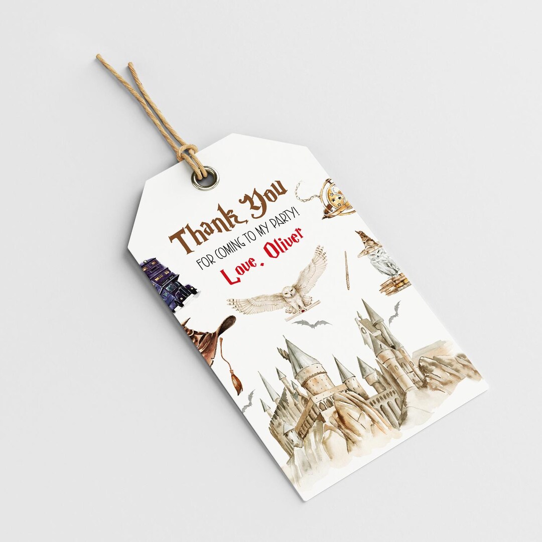 Wizard Magic Thank You Cards: Personalized Party Favor Tags (set of 8 ...