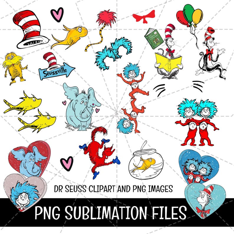 Seuss Cat in Doodle Alphabet Letters PNG Bundle Instant Download - Etsy