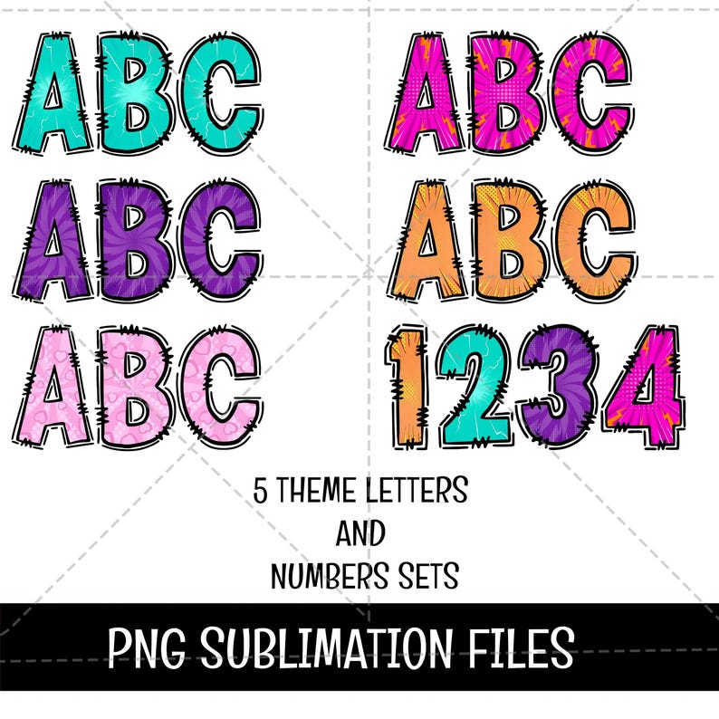 Superkitties Doodle Alphabet Letters PNG Bundle Instant Download - Etsy