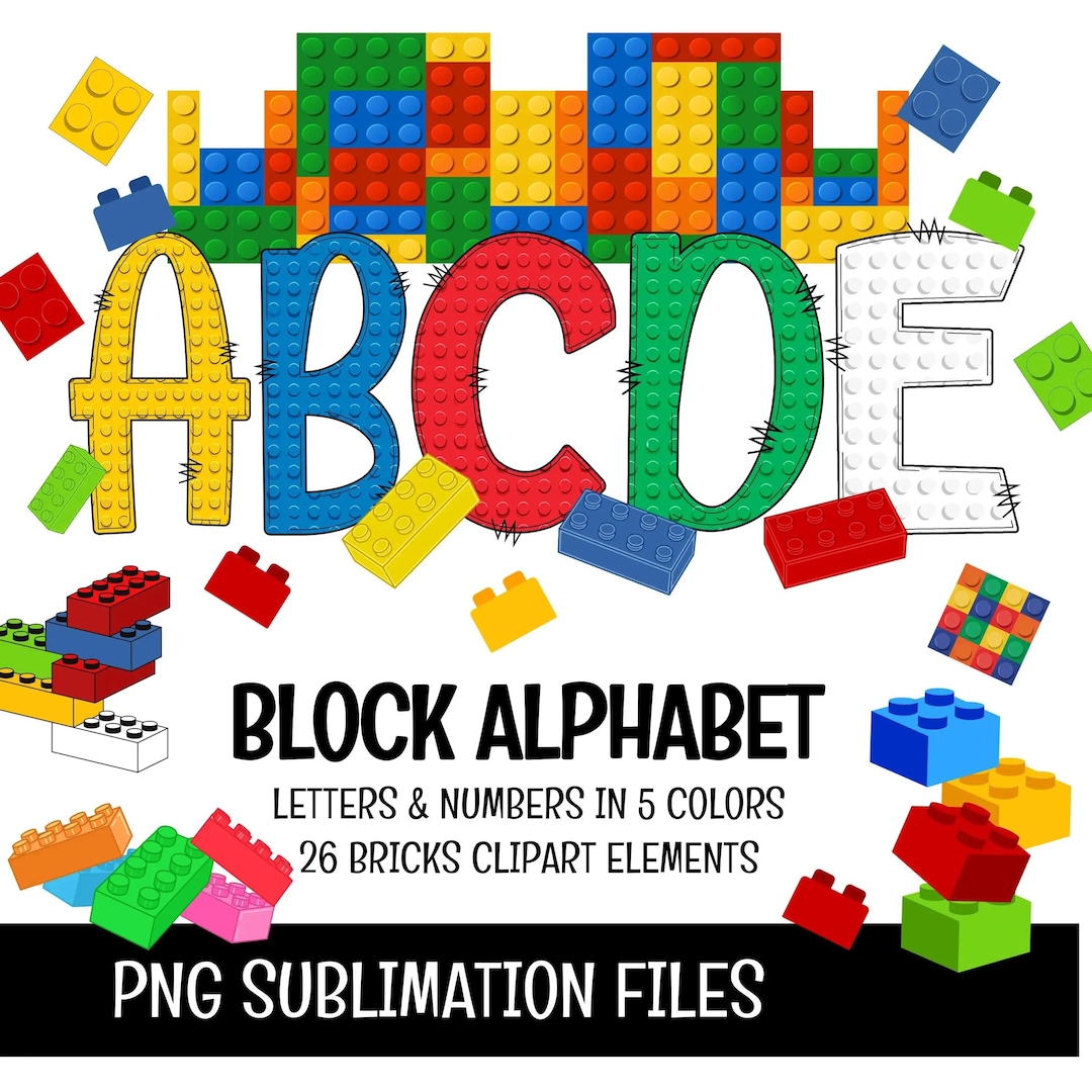 Building Blocks Doodle Alphabet Letters PNG Bundle Instant Download - Etsy