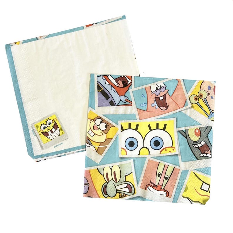 Spongebob Squarepants Lunch Paper Napkin, 9", 16 Ct - Etsy