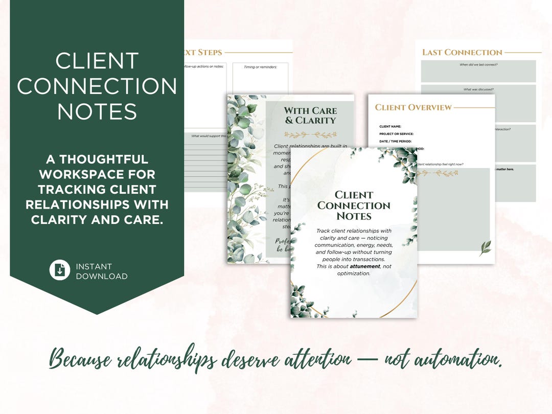 Client Connection Notes Printable | Relationship-focused Client ...