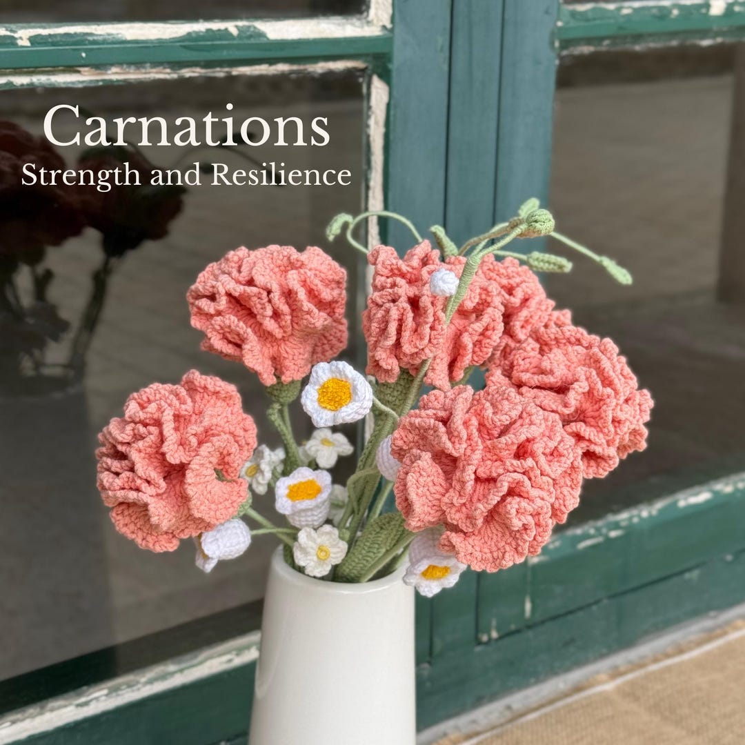 Handmade Crochet Sympathy Carnation Bouquet for Lasting Memorial ...