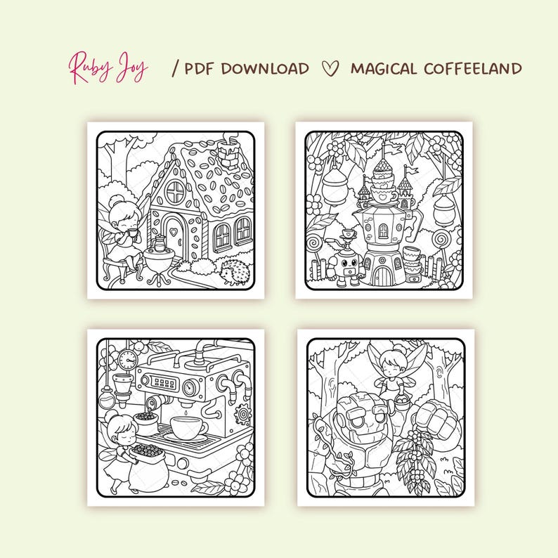 Magical Coffeeland: Cute and Fantasy Coloring Book - Etsy