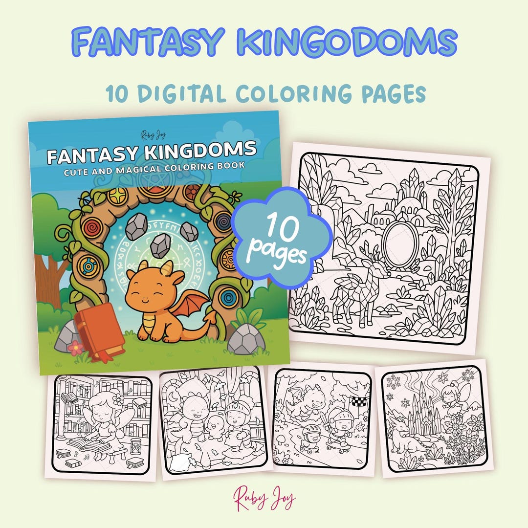 Fantasy Kingdoms: Cute and Magical Coloring Book - Etsy