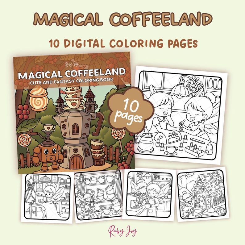 Magical Coffeeland: Cute and Fantasy Coloring Book - Etsy