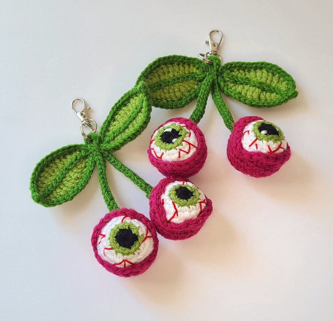 Two Key Chains, Cherry Eyes Key Chains, Eyeball Keychains, Halloween ...