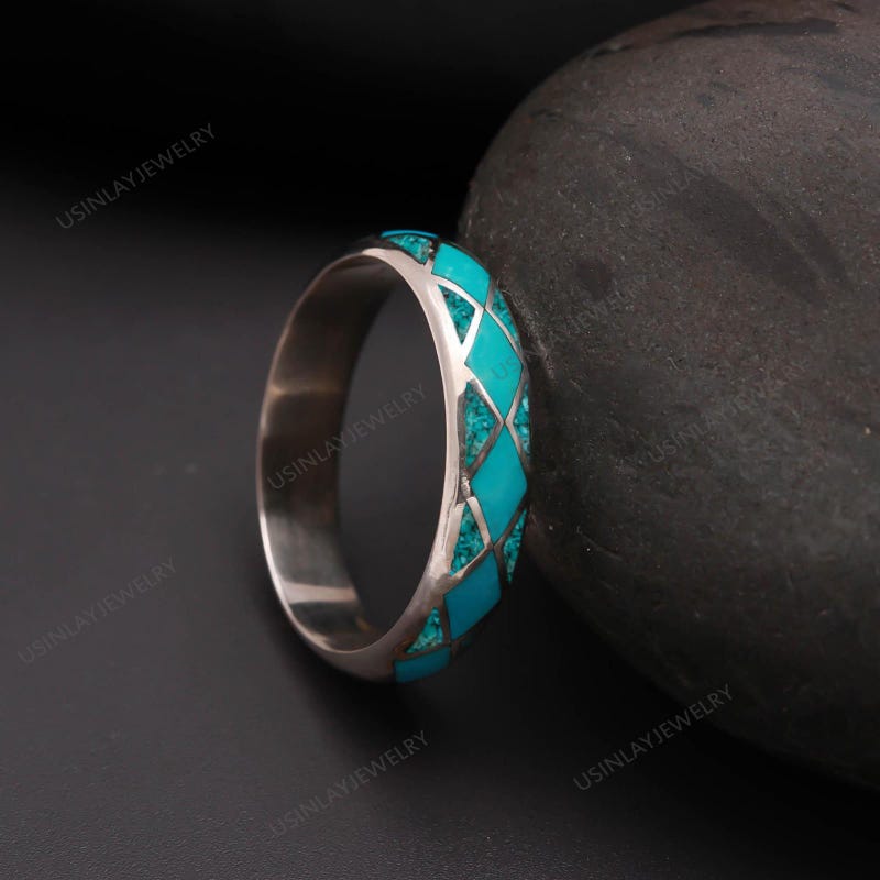 Inlay Zuni Band Ring - Etsy