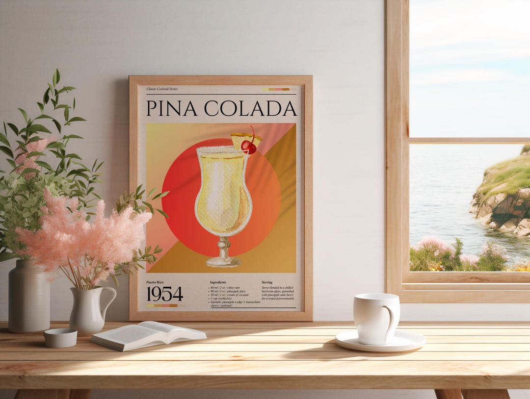 Pina Colada Cocktail -cocktai Wall Art - Wall Art - Drink Poster - Gift ...