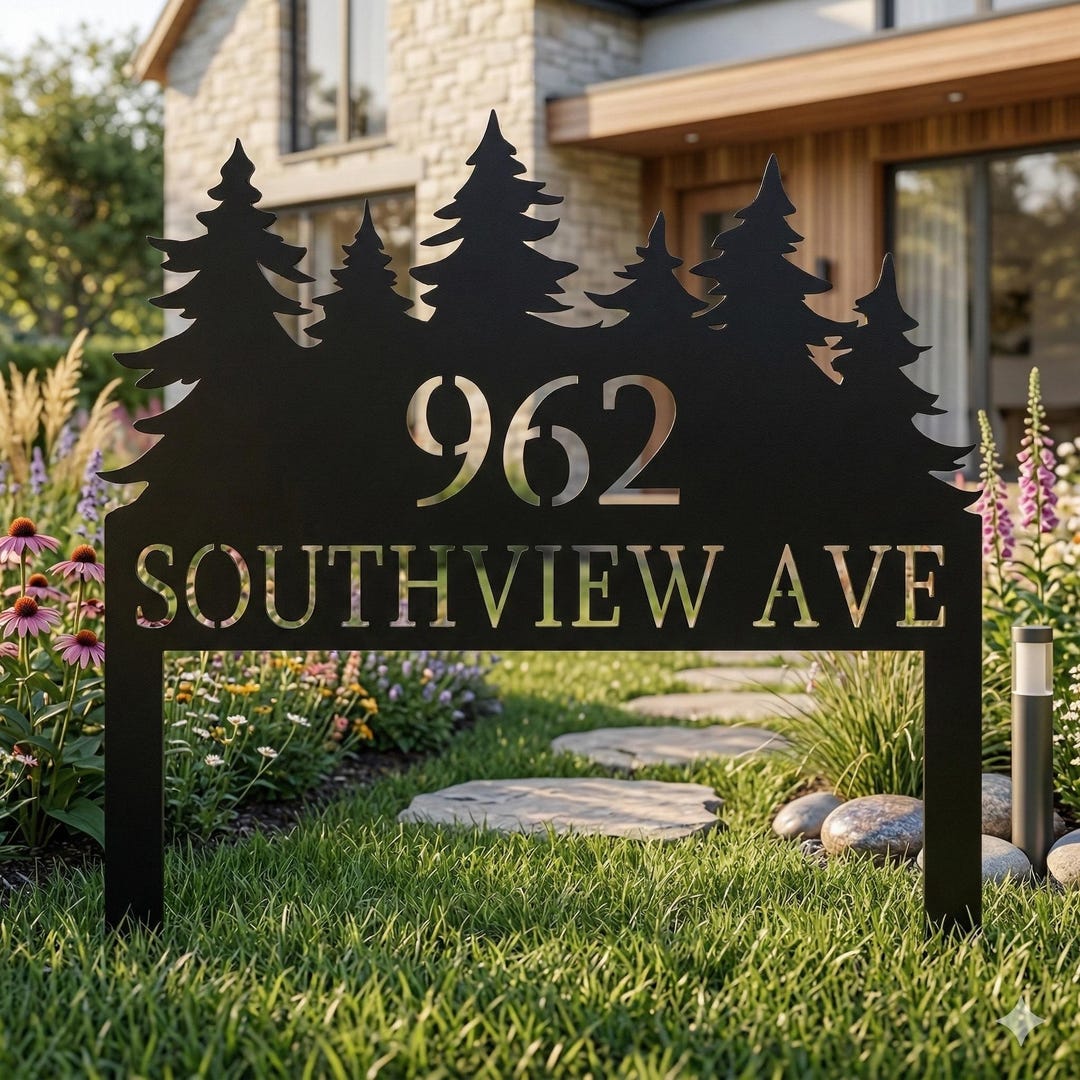 Personalized House Number Sign: Metal Yard Decor, Custom Sizes - Etsy