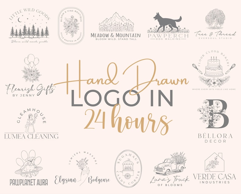 Custom Hand Drawn Logo, Logo Design, Logo Design Custom for Business ...