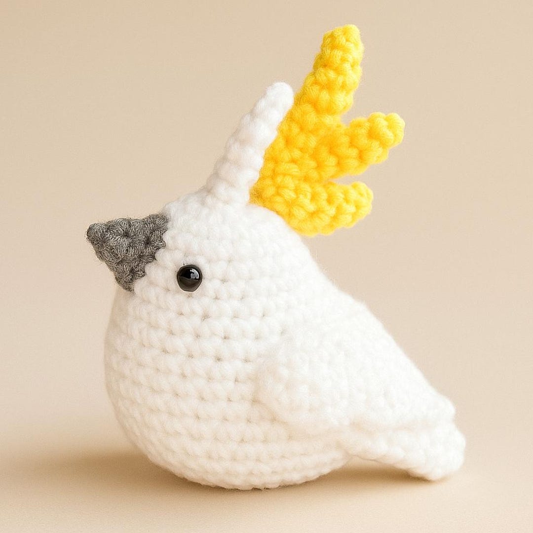Cockatoo Amigurumi Pattern PDF, Crochet Cockatoo, White Bird, Crested ...