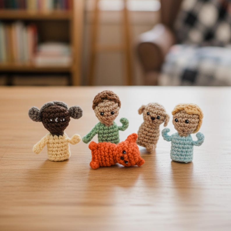 Amigurumi Finger Puppets Crochet Pattern PDF: Animal & Human | Cat, Dog ...
