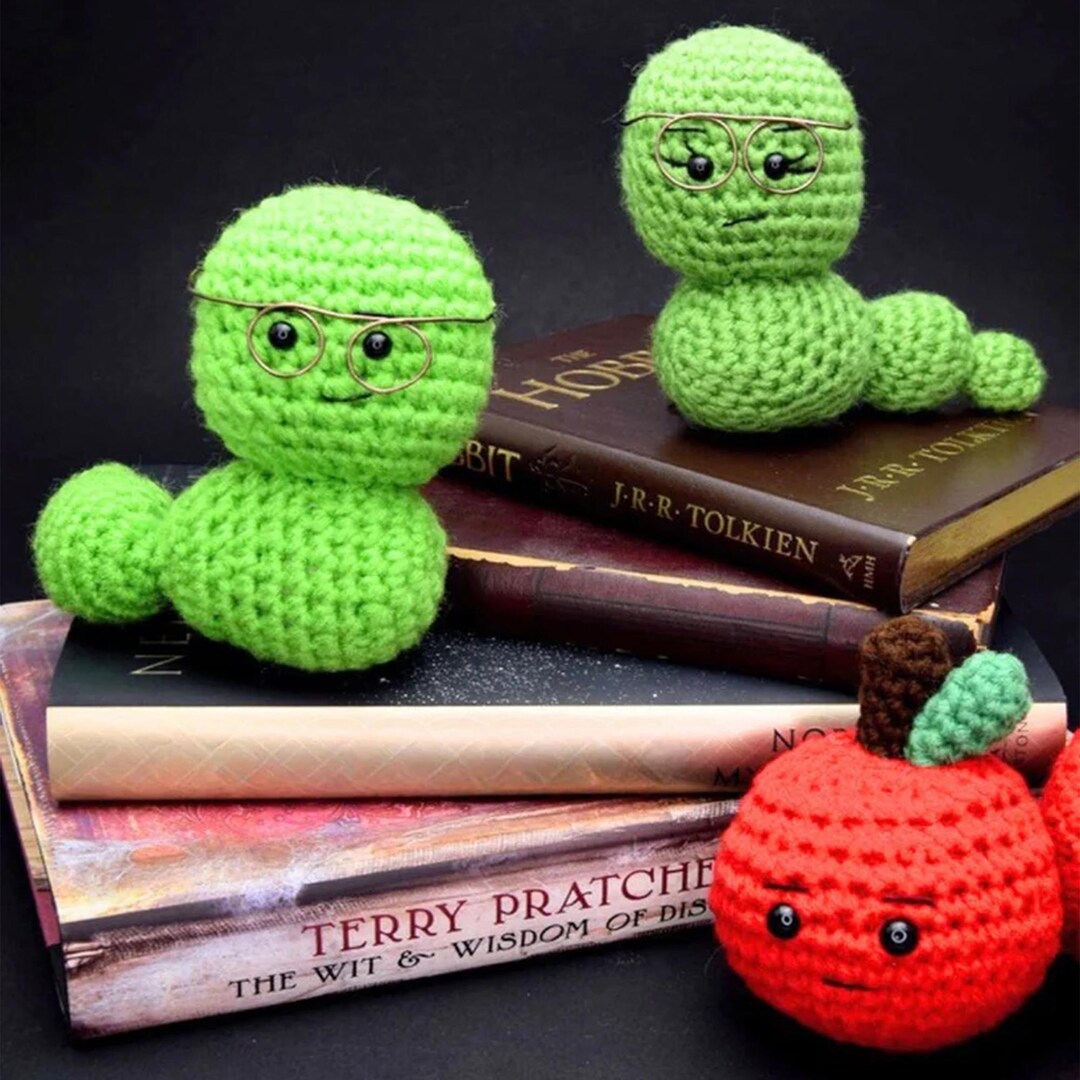Apple Bookworm Crochet Pattern PDF: Cute Amigurumi Plush Toy | DIY Book ...
