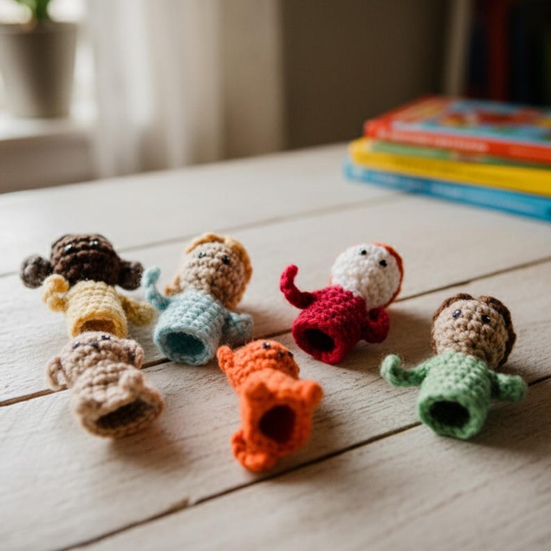 Amigurumi Finger Puppets Crochet Pattern PDF: Animal & Human | Cat, Dog ...