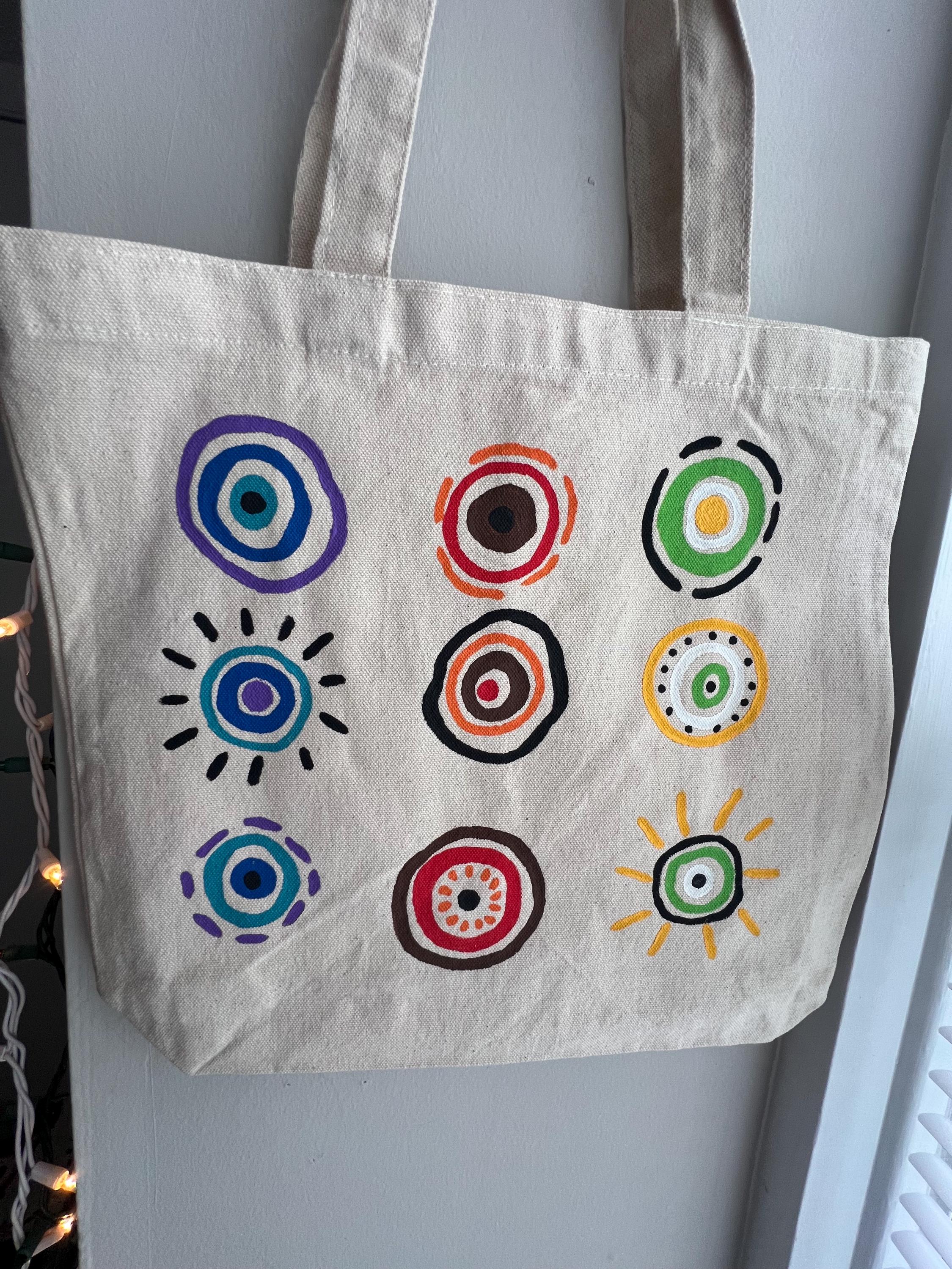 Painted Tote Bag Abstract Design - Etsy