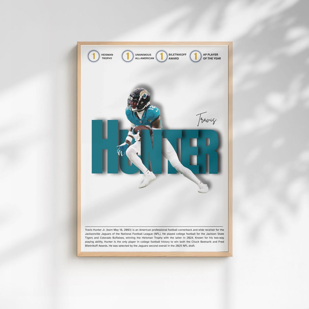 Travis Hunter Jaguars Poster: NFL Cornerback & Receiver Art (digital ...