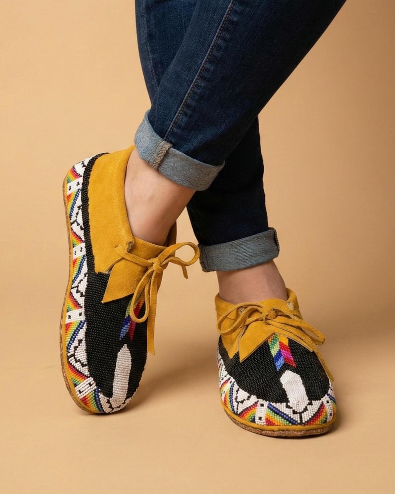 Outdoors and Dancing Beaded Suede Moccasins. Handmade Artisan Inspired ...