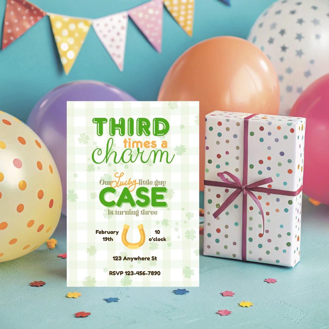 Third Times a Charm Birthday Invitation Lucky St. Patricks Day Three ...