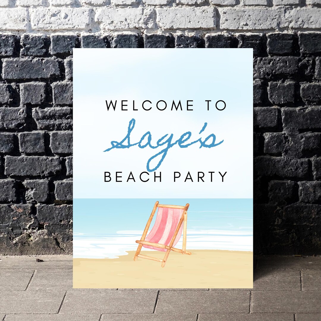 Cali-four-nia Girl Beach Ocean Swim Birthday Welcome Poster Editable ...