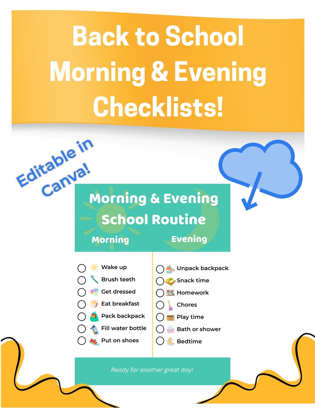 Morning & After School Checklist for Kids – Printable Routine Chart ...