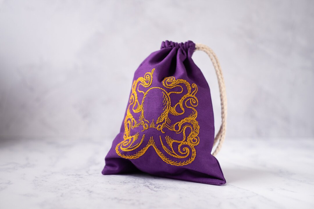 Purple Cthulhu Octopus Dice Pouch for Tarot Cards, LARP, SCA ...