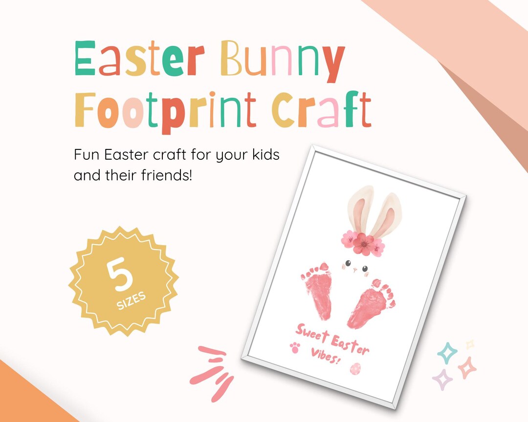 Easter Bunny Footprint Art Craft | Kids DIY (printable) - Etsy