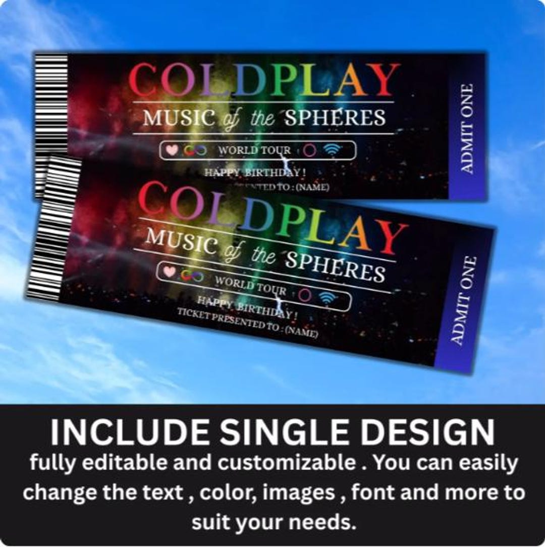 Coldplay Concert Ticket Template: Music of the Spheres, Printable Gift ...