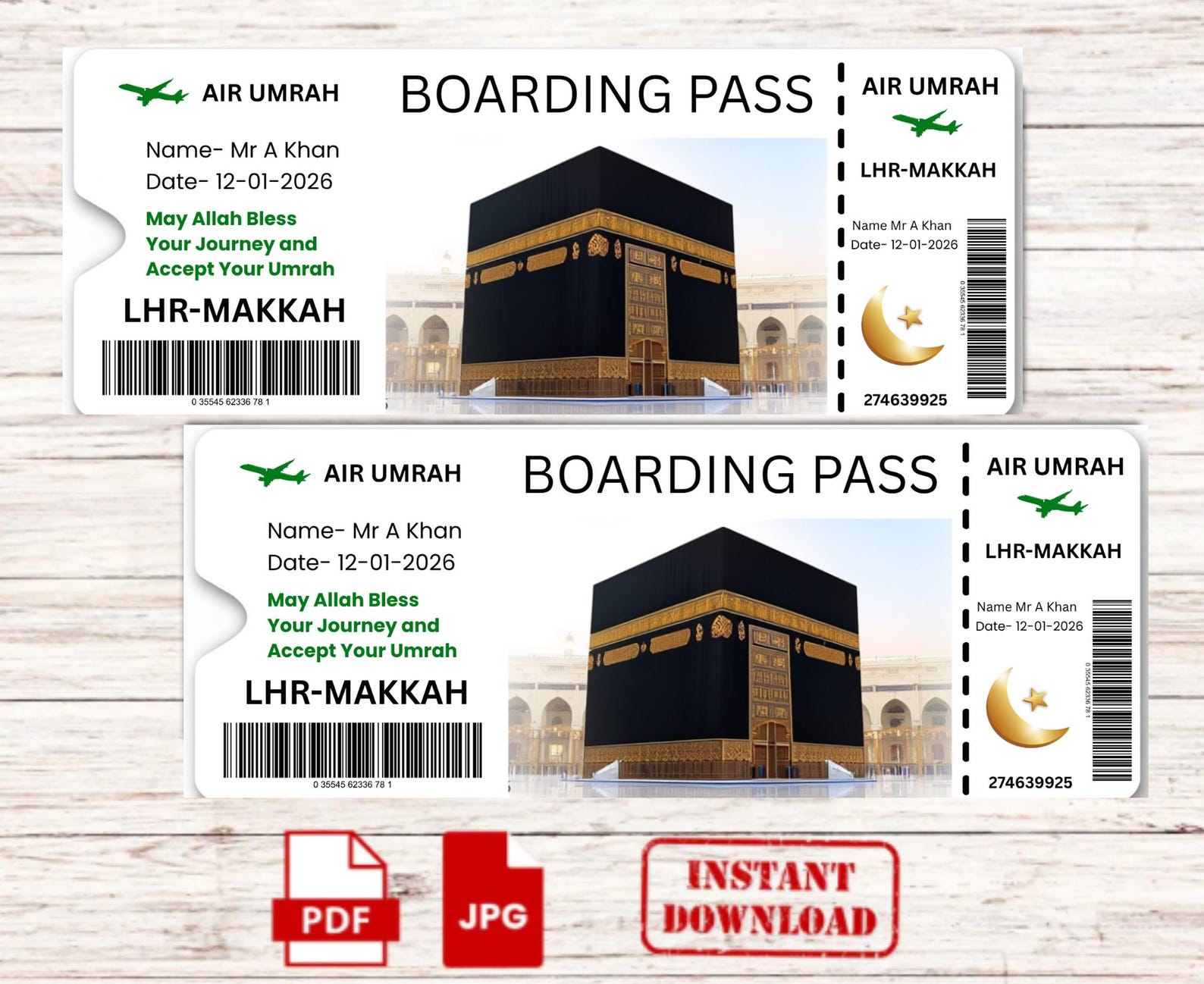Editable Umrah Boarding Pass: Hajj Travel Ticket (digital Download) - Etsy