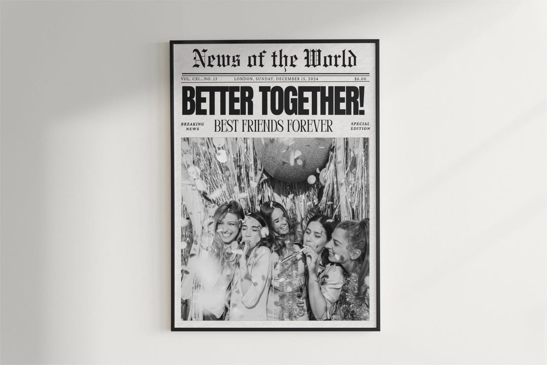 Best Friend Canva Newspaper Template Print, Trendy Custom Prints, New ...