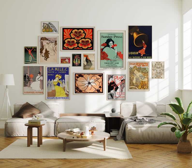 700+ Vintage Poster Set: Retro Gallery Wall Art, Colorful Gallerywall ...