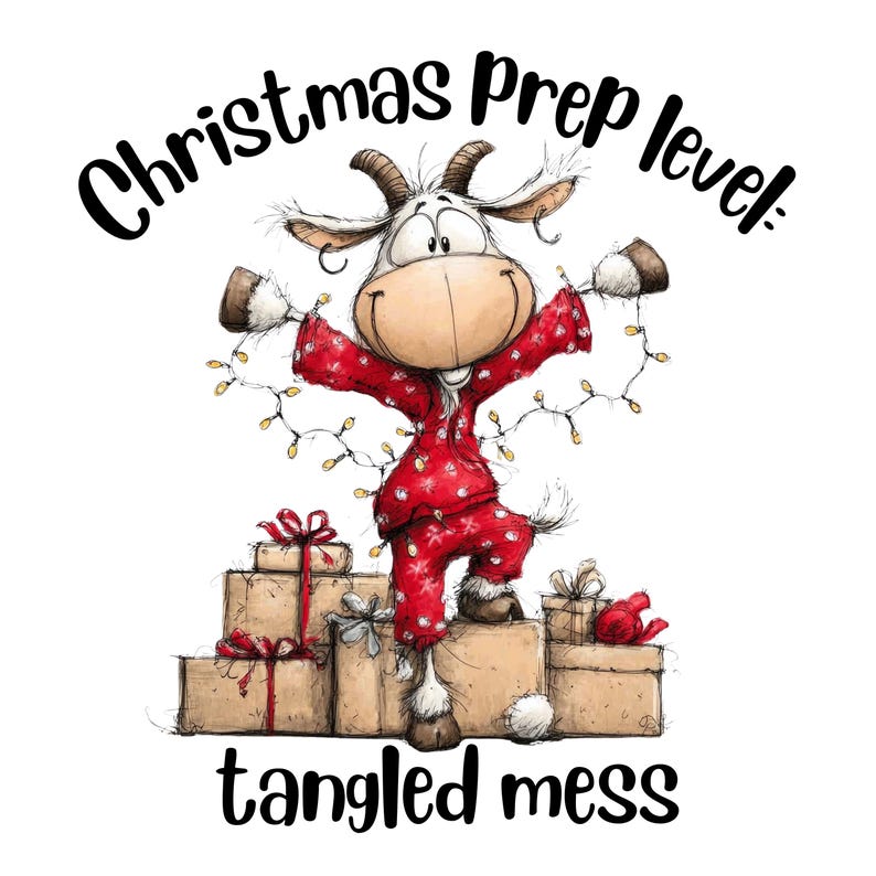 Funny Goat Christmas Lights PNG: Holiday Sublimation (digital Download ...
