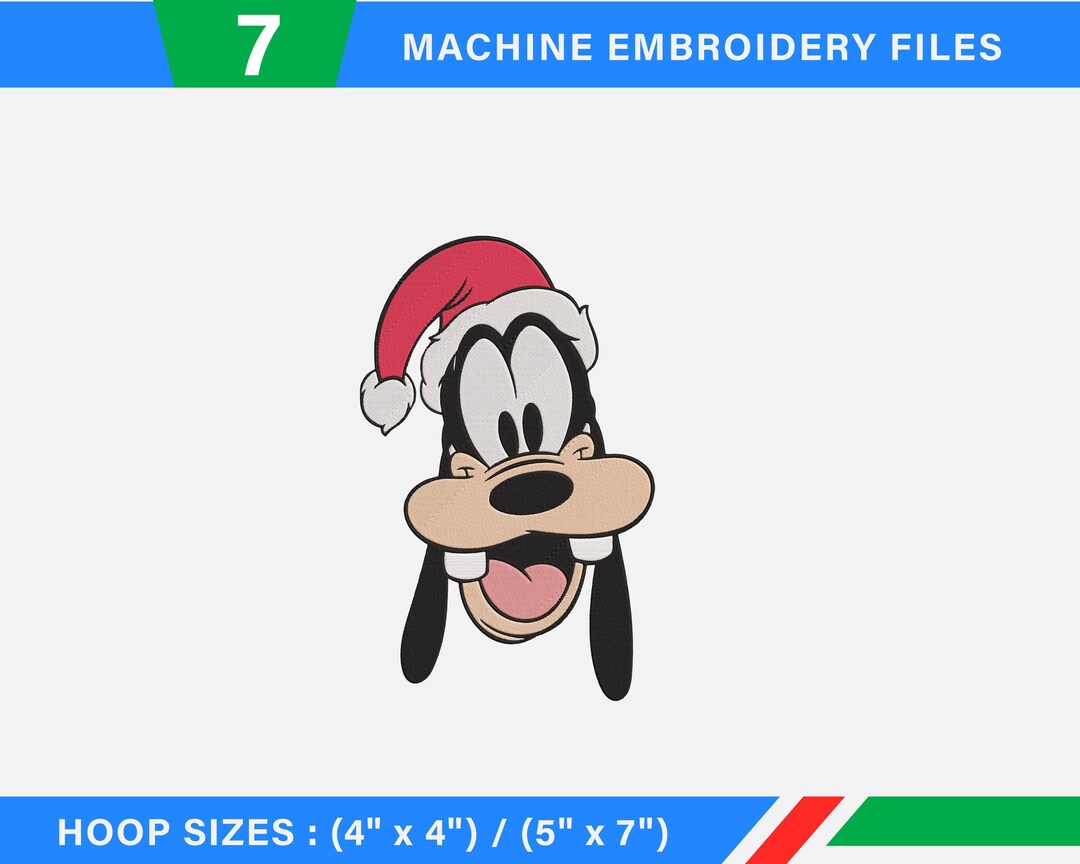 Goofy Machine Embroidery Design of Christmas 7 Sizes Instant Download ...
