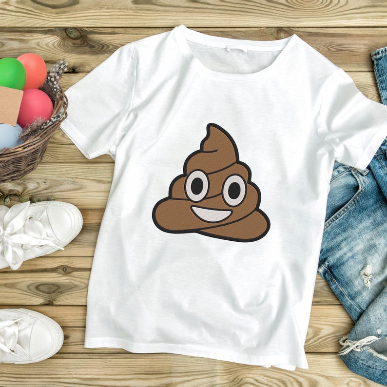 Poop Emoji Machine Embroidery Design - Funny Mini Icon (digital File ...