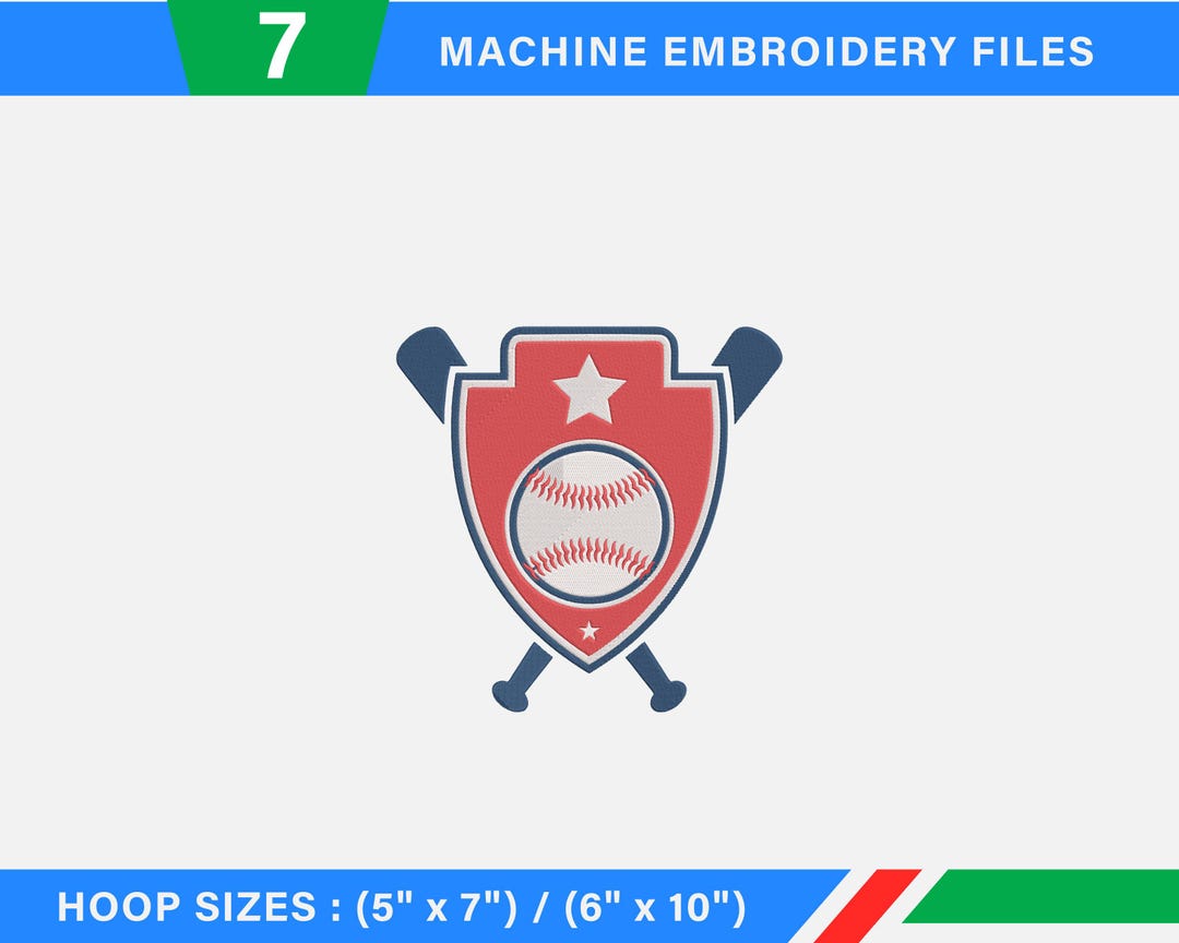 Baseball Embroidery Design: Baseball Bat, Sport Icon (7 Sizes, Instant ...
