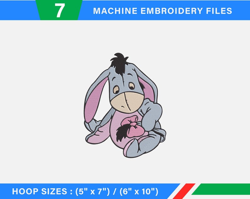 Baby Winnie the Pooh Eeyore Embroidery Design, 5x7 and 6x10 Hoop ...