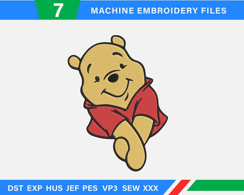 Winnie the Pooh Machine Embroidery Design 7 Sizes Instant Download - Etsy