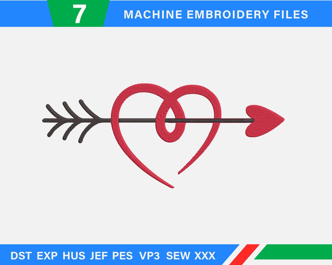 Arrow Heart Cross Embroidery Design: Valentine's Day Machine Pattern ...