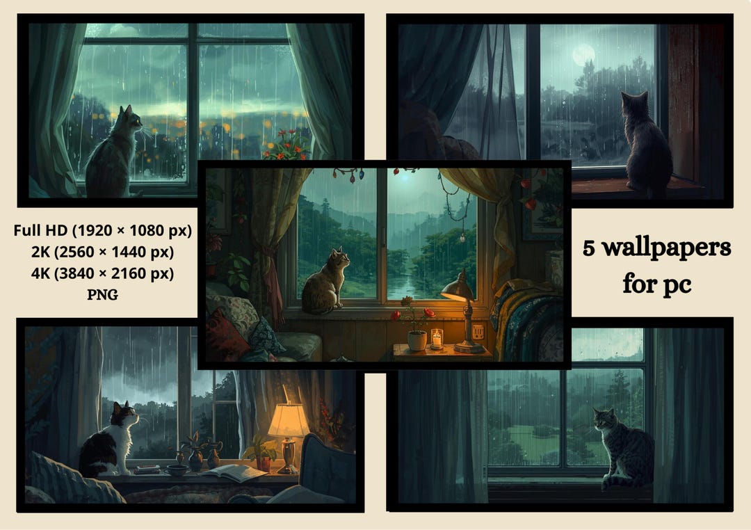 Desktop Wallpaper, Cat Wallpaper, Rainy Window Cat Wallpapers for PC ...