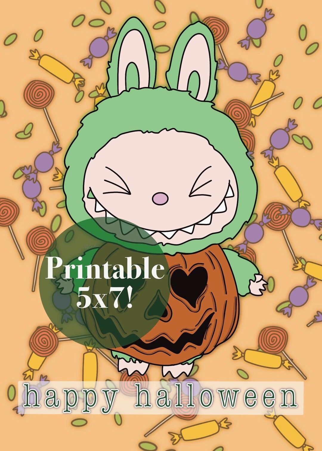 Printable LITTLE MONSTER Halloween Card - Digital Design (download ...