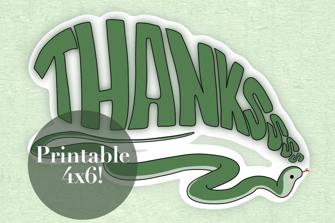 Printable SNAKE “thank You” Card - Digital Design (download Instantly ...
