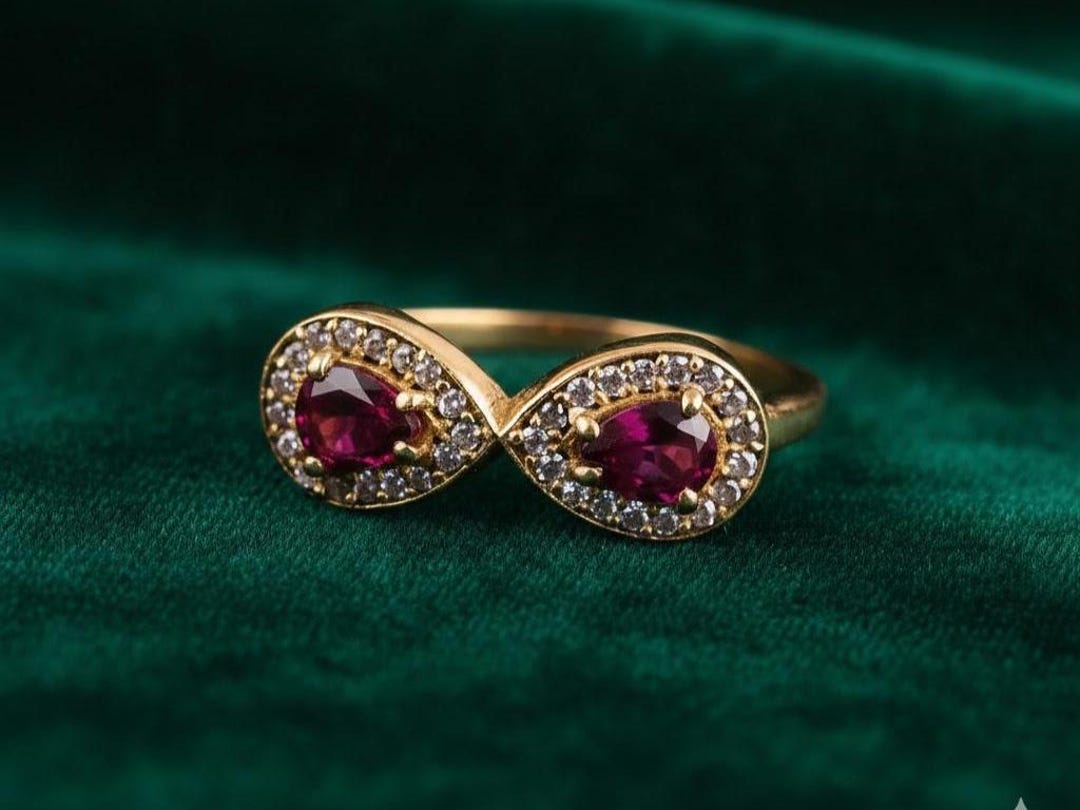 Ruby Infinity Ring, Gold Vermeil With Cubic Zirconia - Etsy