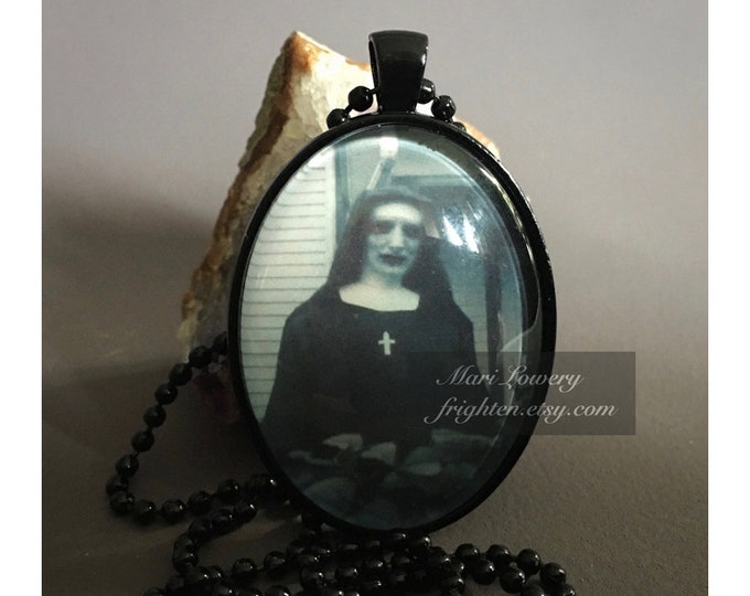 Creepy Halloween Jewelry Zombie Nun Pendant With Long Black - Etsy